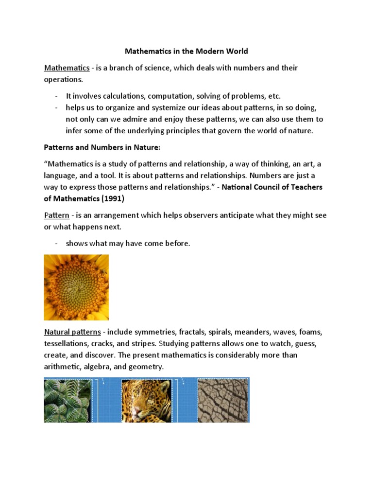 Mathematics in The Modern World | PDF | Pattern | Conjecture