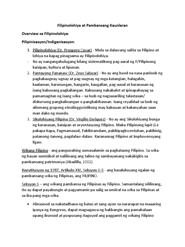 Filipinolohiya at Pambansang Kaunlaran | PDF