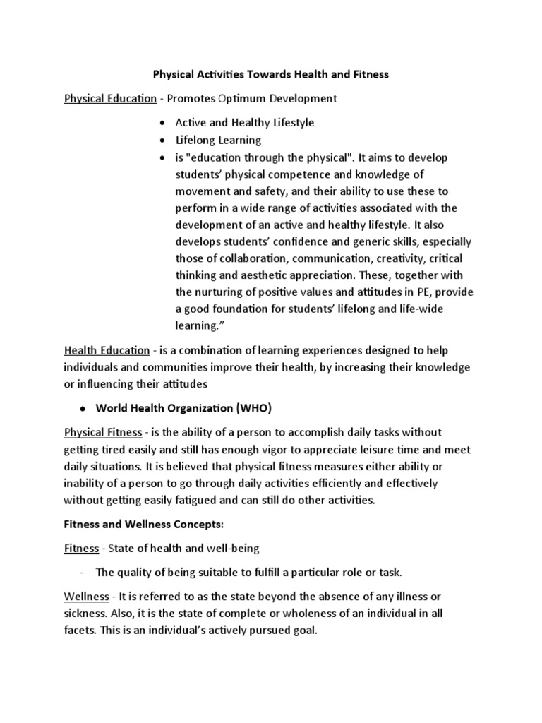 Physical Activities Towards Health and Fitness | PDF | Strength Training | Weight Training