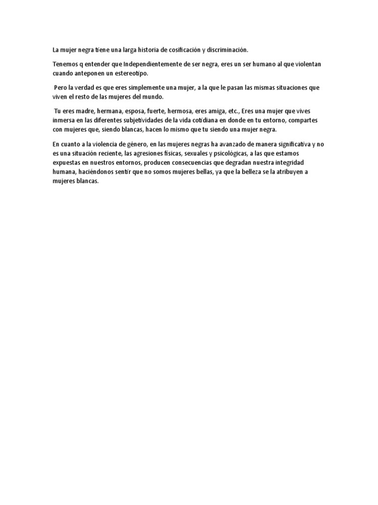 La lucha de la mujer negra hoy | PDF | Ciencias sociales | Novela negra ...
