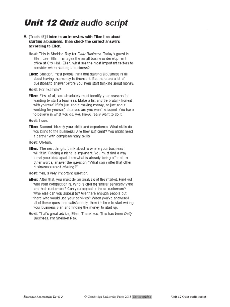 PAS3e L2 WQ U12 Script | PDF