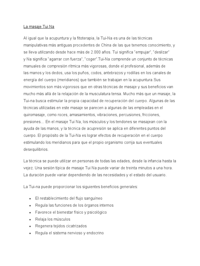 Beneficios y contraindicaciones del Tui Na | PDF | Masaje | Inflamación