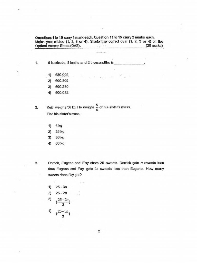 P6 - Math - AEIS - Junior 5 | PDF