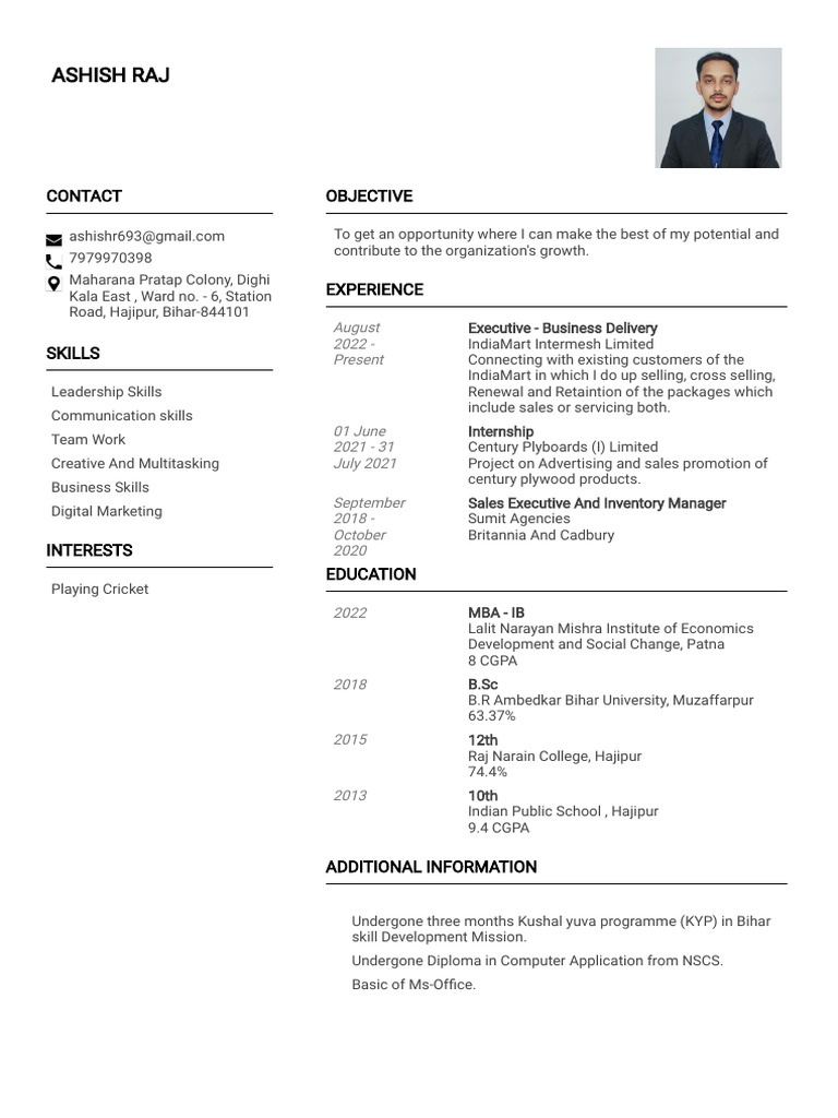 Ashish Raj CV | PDF | Sales | Business Process