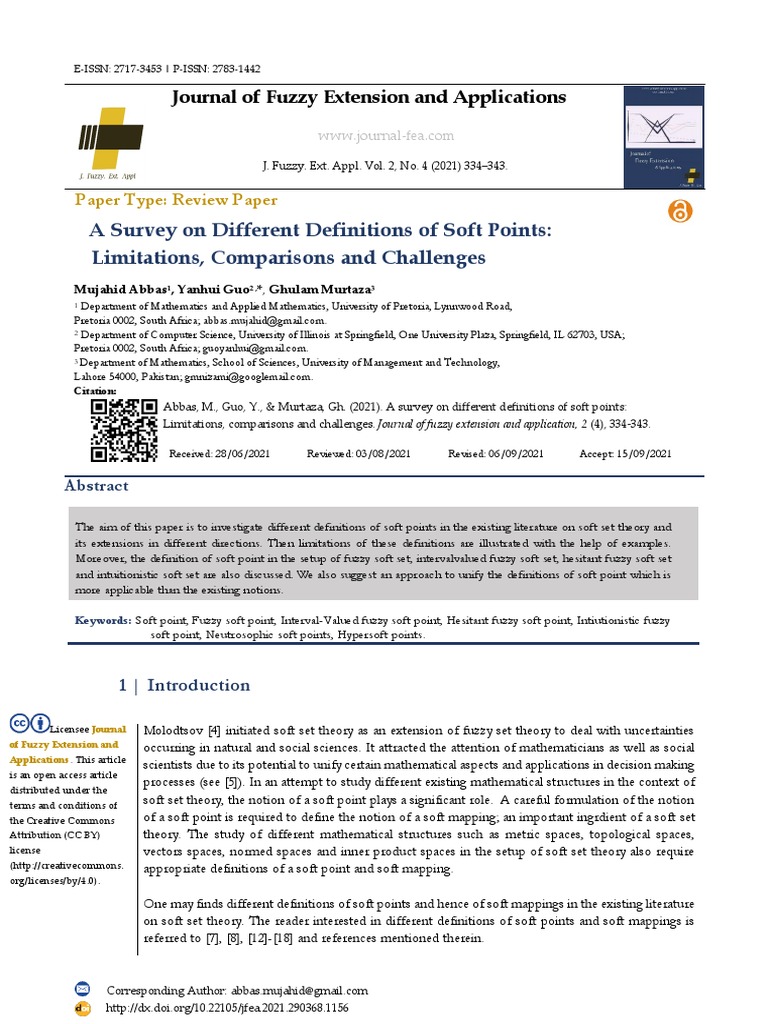 A Survey On Different Definitions of Soft Points: Limitations ...