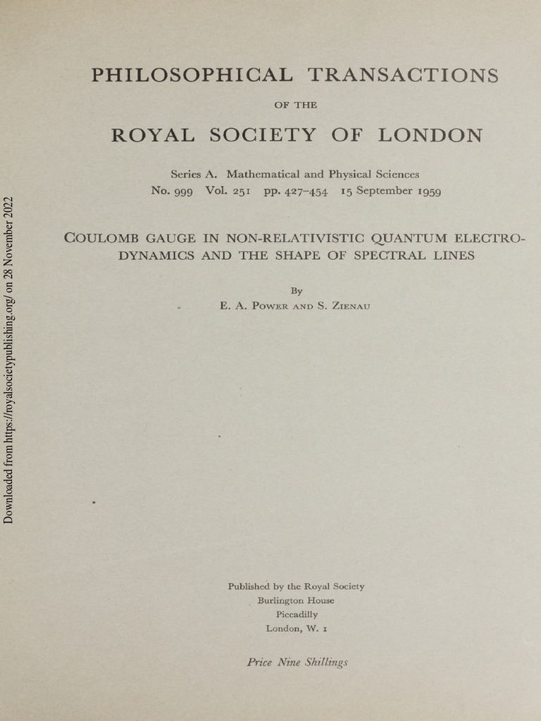 1959 RSTA Coulomb Gauge in Non-Relativistic Quantum Electro-Dynamics ...