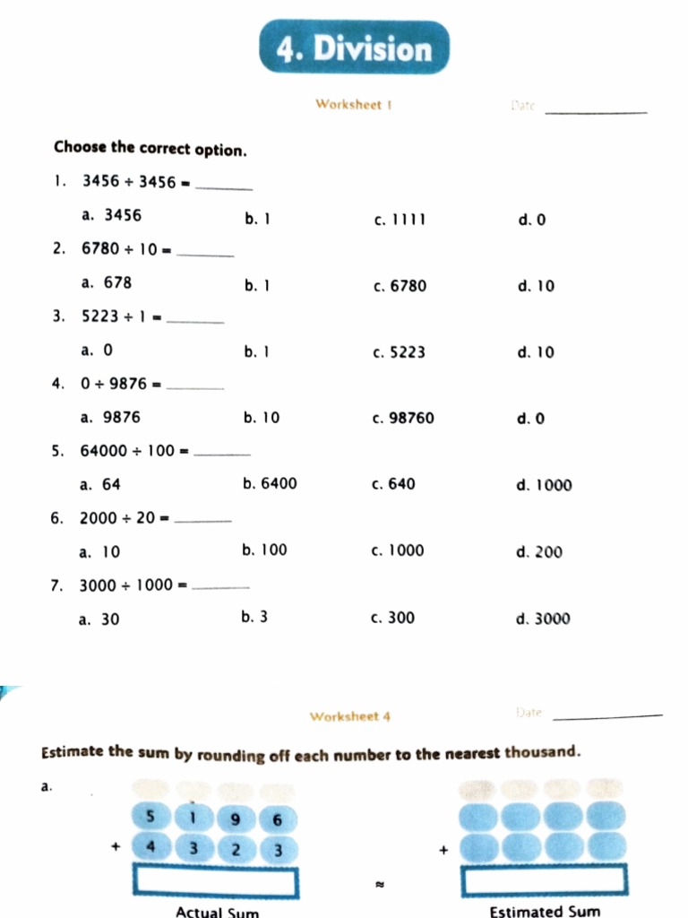 Work Sheet Class 3 Pdf Mathematics Arithmetic 4183