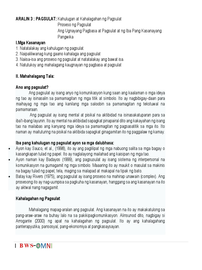 Module 3 - Pagsulat | PDF