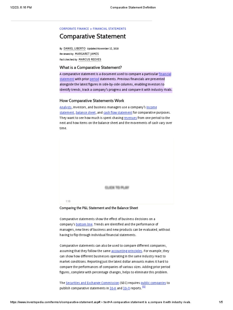 Comparative Statement Definition | PDF | Income Statement | Economies