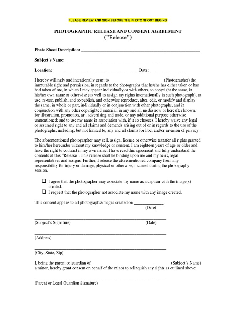 General Release Form | PDF | Photographer | Copyright