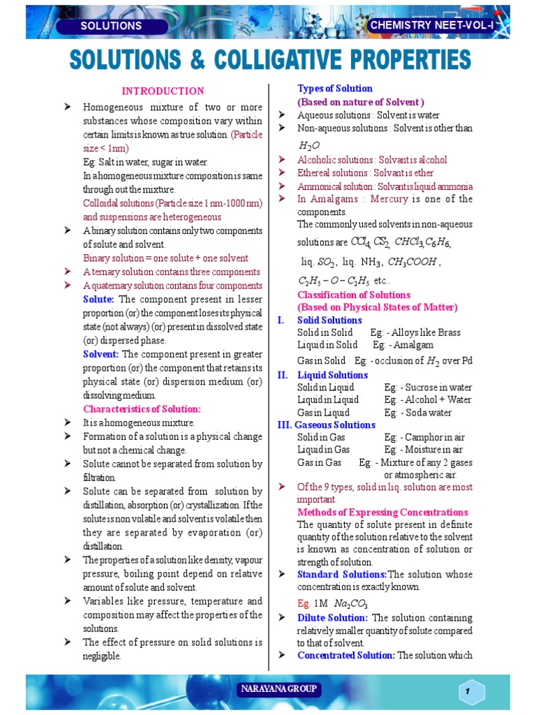 Solutions (1-47) - Final | PDF | Solubility | Solvation