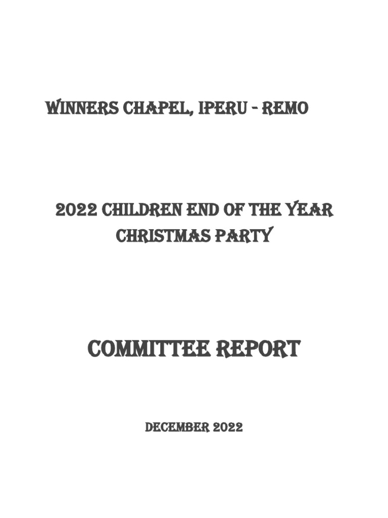 2022 Children Xmas Party Committee Report | PDF
