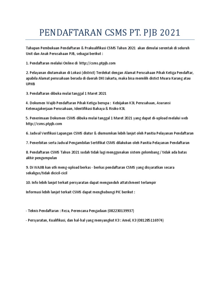 Pendaftaran CSMS PJB' | PDF | Komputer