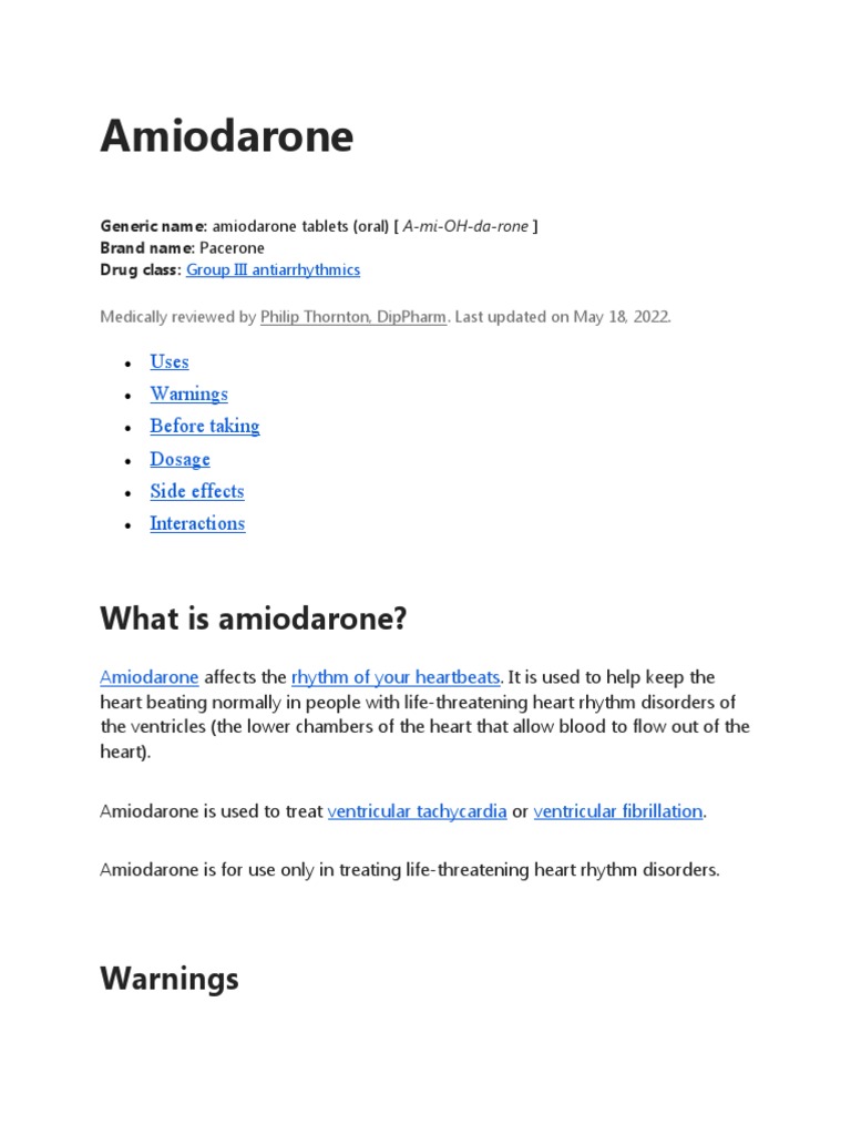 Amiodarone | PDF | Heart | Dose (Biochemistry)
