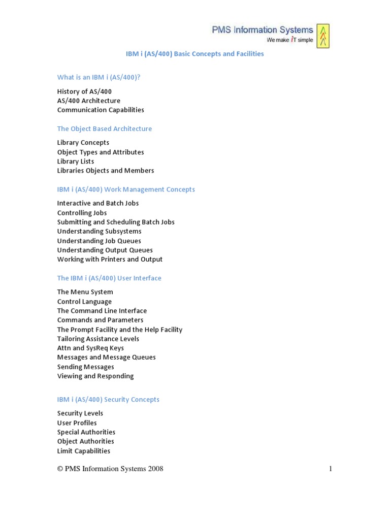 AS400 Basic Concept and Facilities | PDF | Ibm System I | Object (Computer Science)