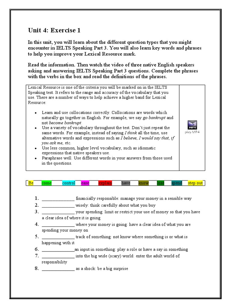 Unit 4 - Speaking | Download Free PDF | Vocabulary | English Language