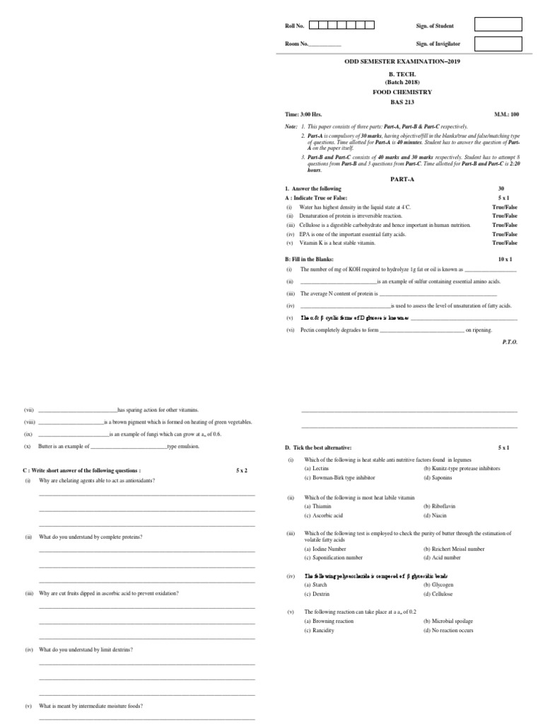 Food Chem 1 | PDF | Digestion | Starch