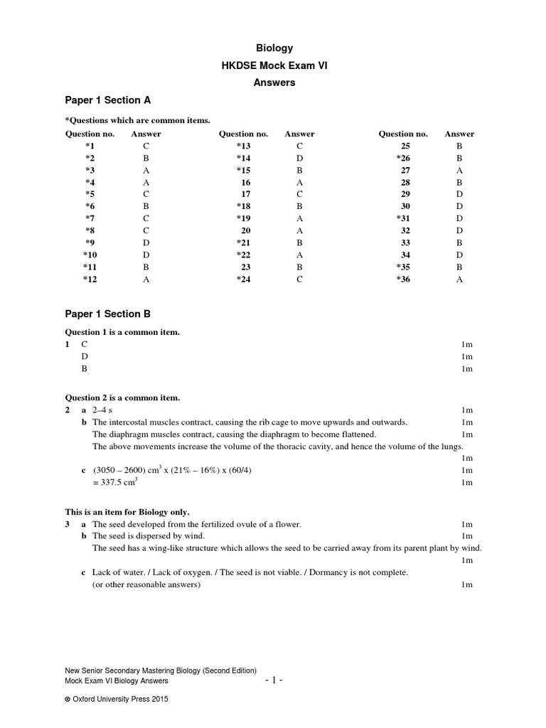 New Senior Secondary MASTERING BIOLOGY OXFORD Mock - Bio - Set6 - e ...