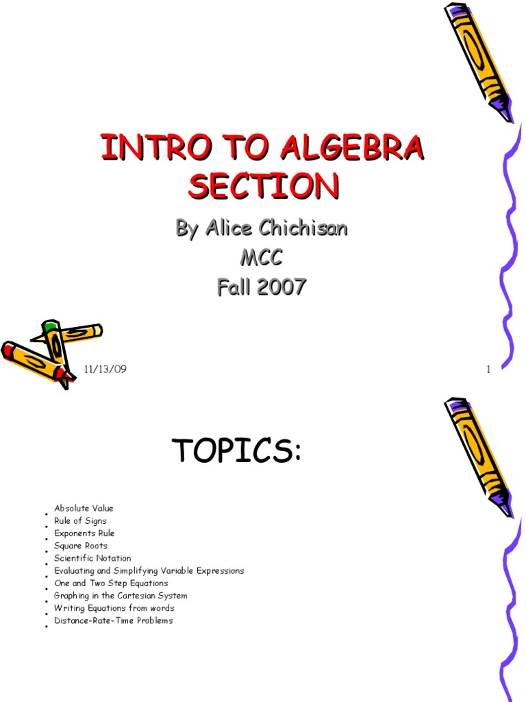 Intro to Algebra: Key Concepts & Rules | PDF | Variable (Mathematics ...