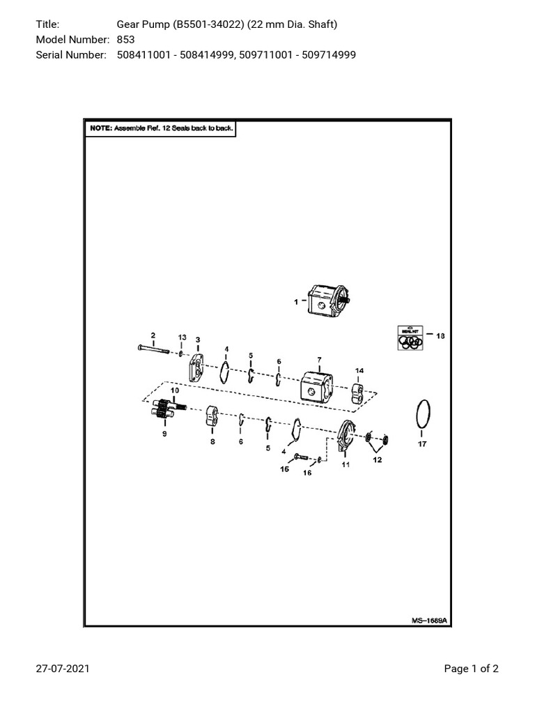Gear Pump (B5501-34022) (22 MM Dia. Shaft) - 853 | PDF | Manufactured ...