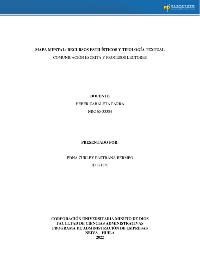 ACT 2 Mapa Mental Recursos Estilísticos y Tipología Textual | PDF