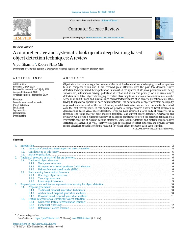 A Comprehensive and Systematic Look Up Into Deep Learning Based Object ... A Comprehensive and Systematic Look Up Into Deep Learning Based Object ...