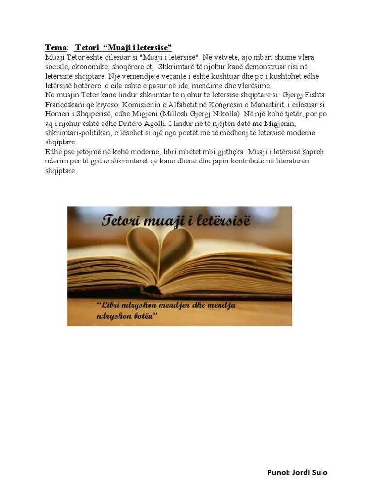 Muaji Tetor I Letersise | PDF
