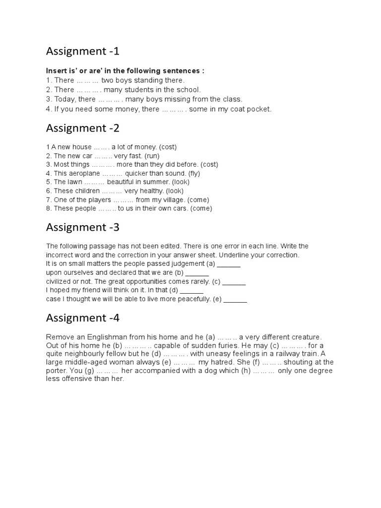 NEW Subject Verb Agreement Assignment | PDF | Linguistics