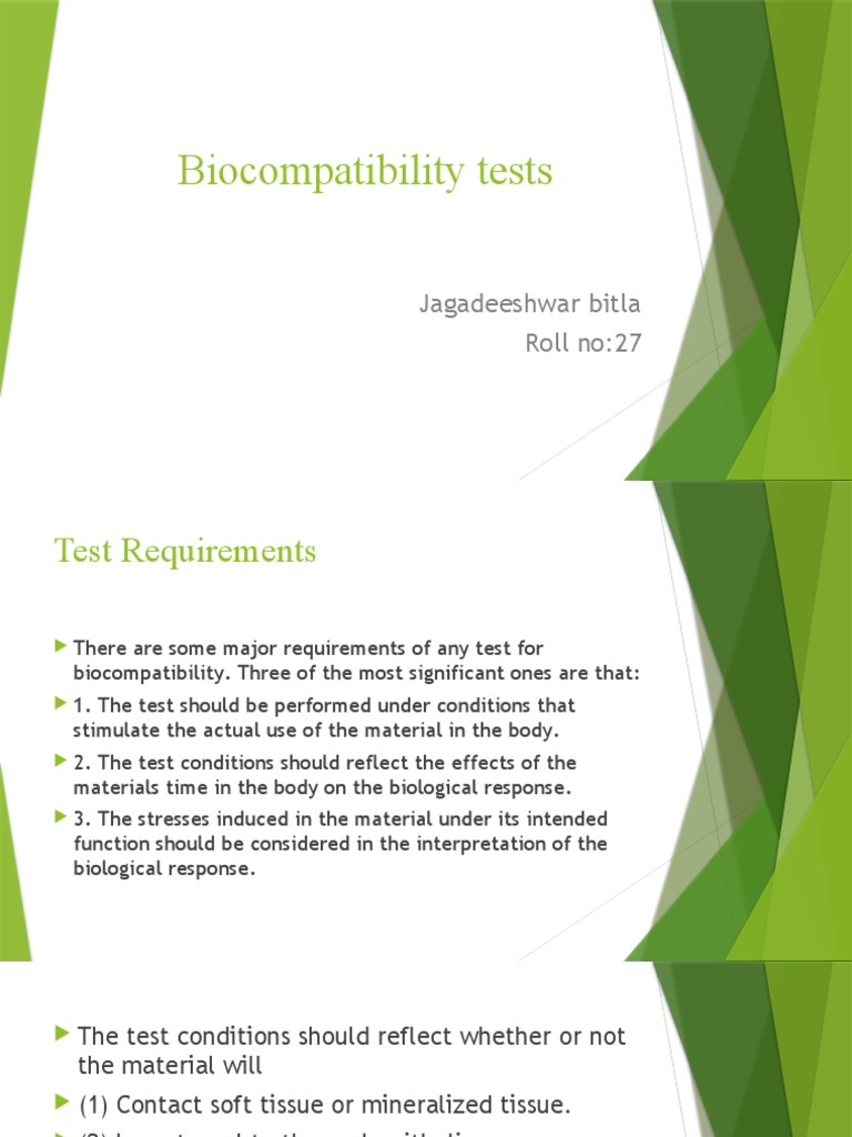 Biocompatibility Tests: Jagadeeshwar Bitla Roll No:27 | PDF | Animal ...