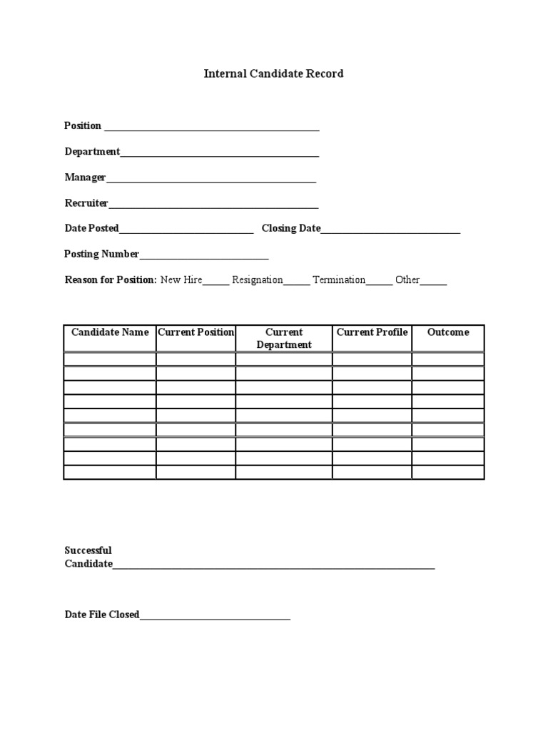 Internal Candidate Record | PDF