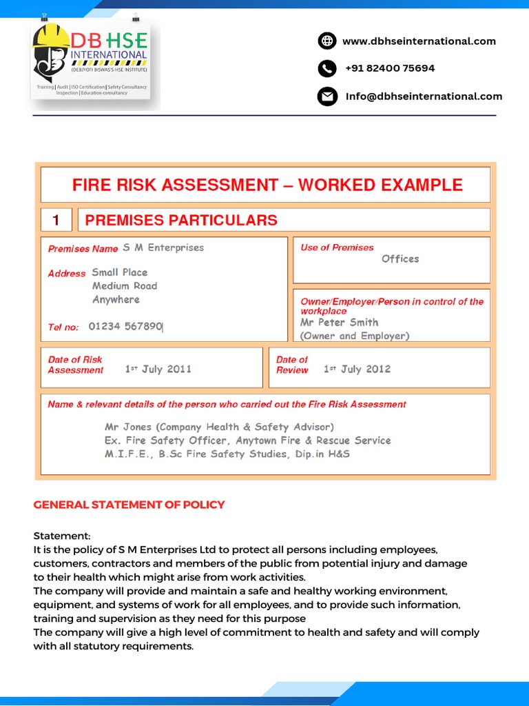 Fire Risk Assessment-1 | PDF | Fire Safety | Occupational Safety And Health