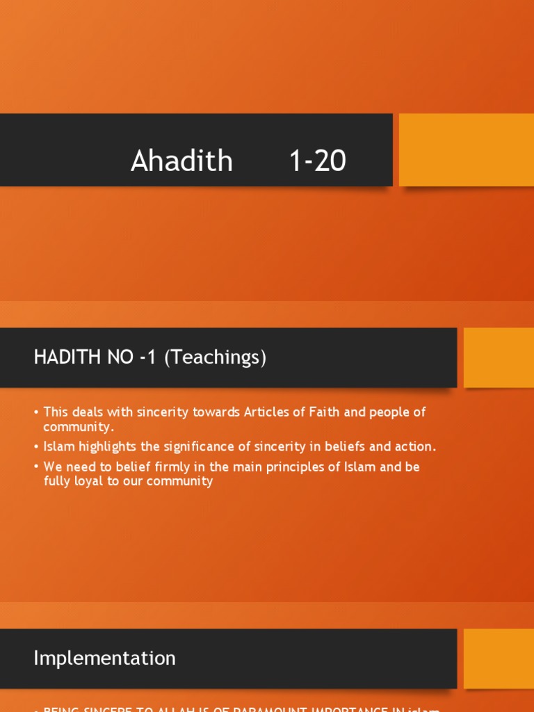 Ahadith 1-20 | PDF | Hadith | Virtue