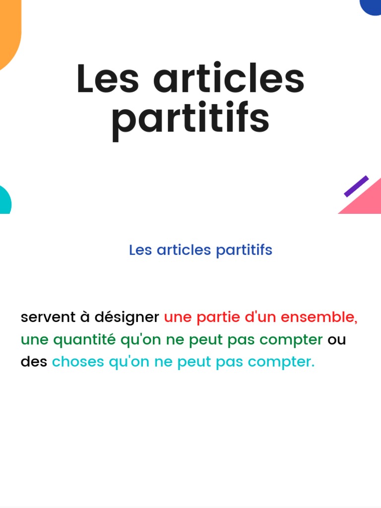 Les Articles Partitifs | PDF | Livres de cuisine, nourriture et vin ...