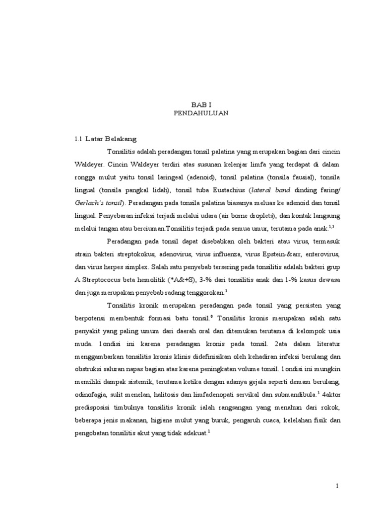 Memahami Tonsilitis Kronik dan Penyebabnya | PDF