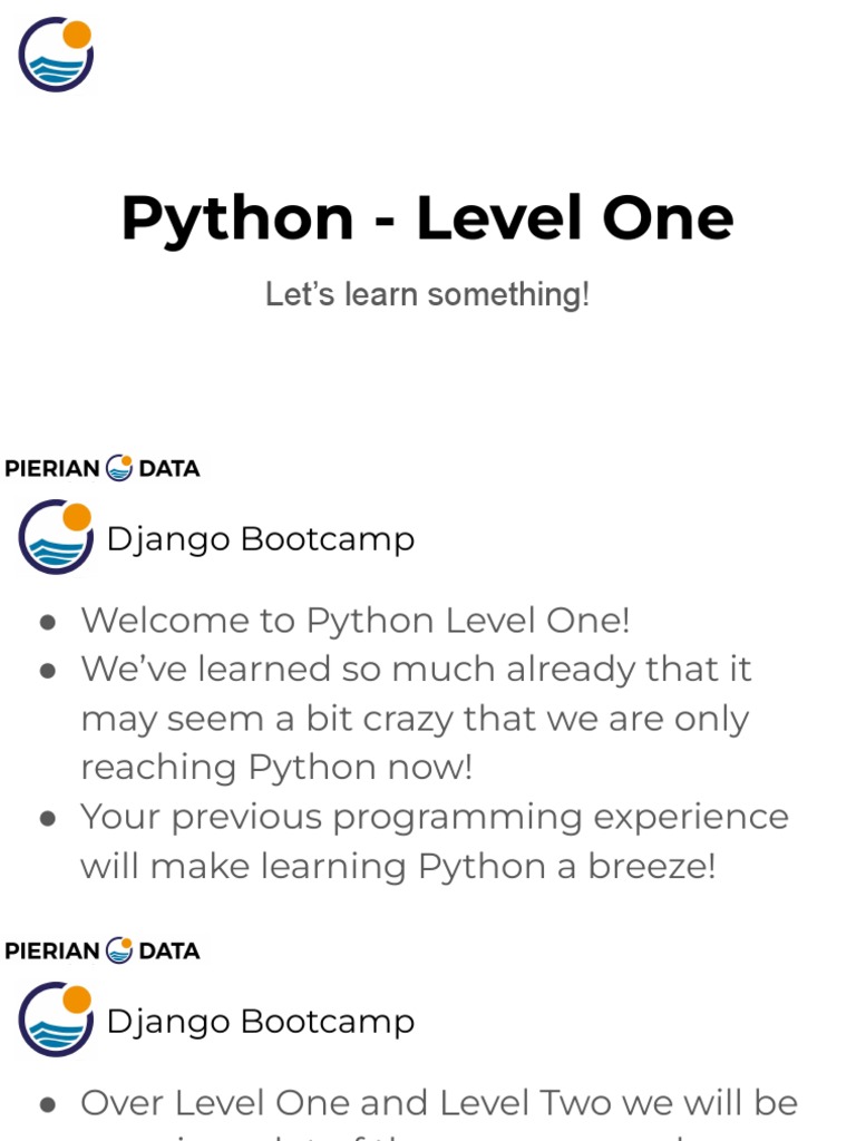Python Level One Pdf Python Programming Language Control Flow