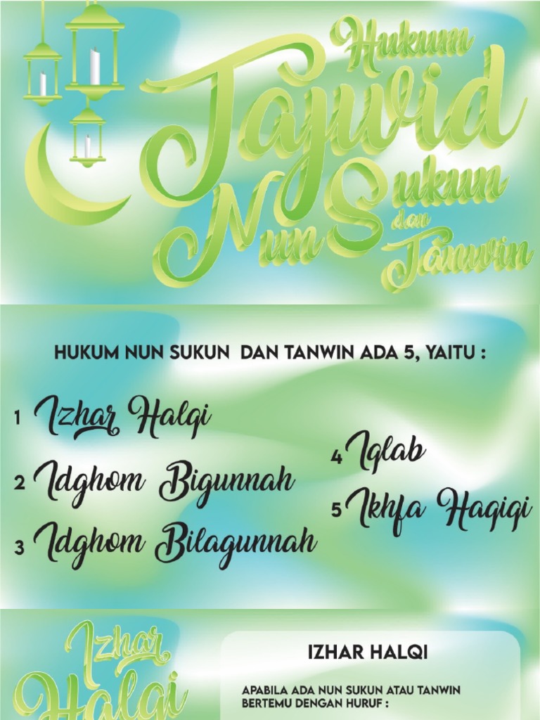 Hukum Tajwid Nun Sukun Dan Tanwin | PDF