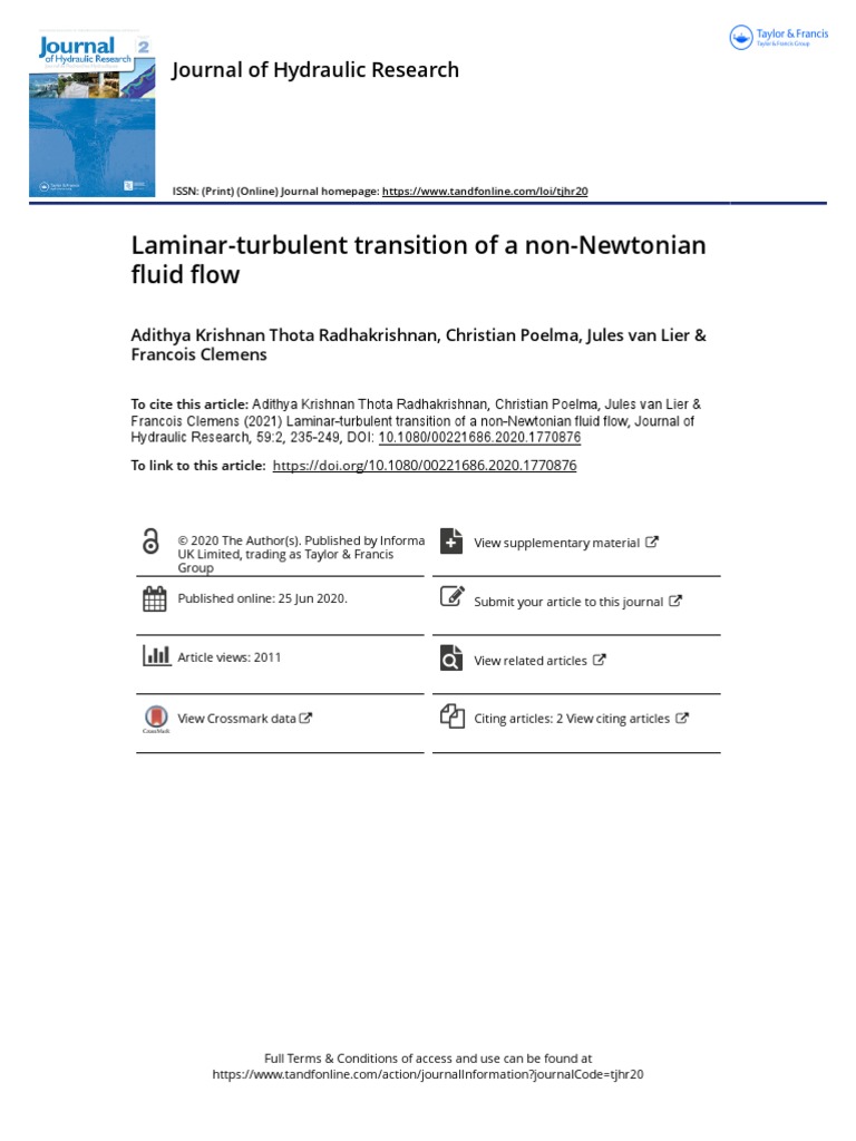 Laminar Turbulent Transition of A Non Newtonian Fluid Flow | PDF ...