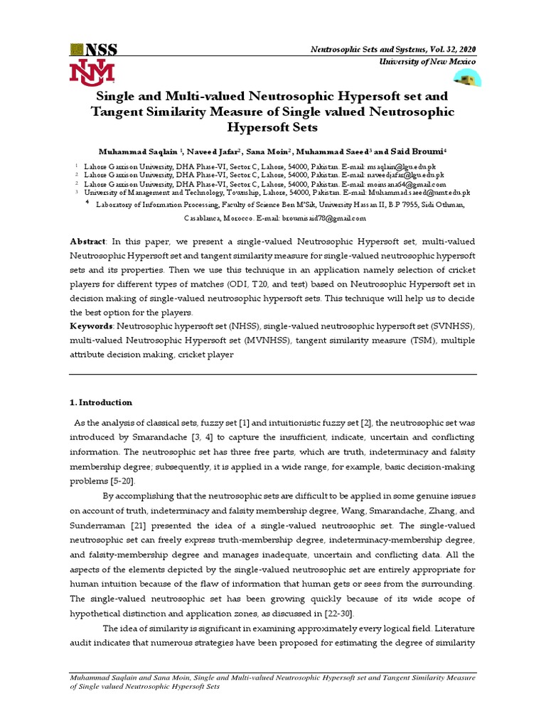 Single and Multi-Valued Neutrosophic Hypersoft Set and Tangent ...