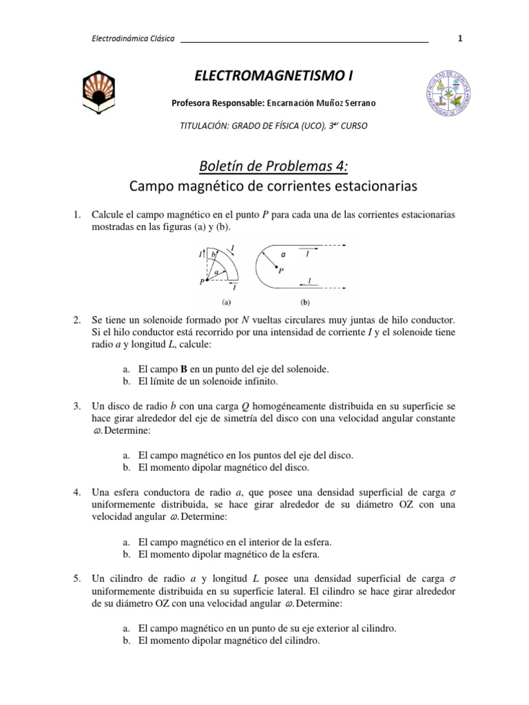 Problemas de Electromagnetismo | PDF | Campo magnético | Electromagnetismo