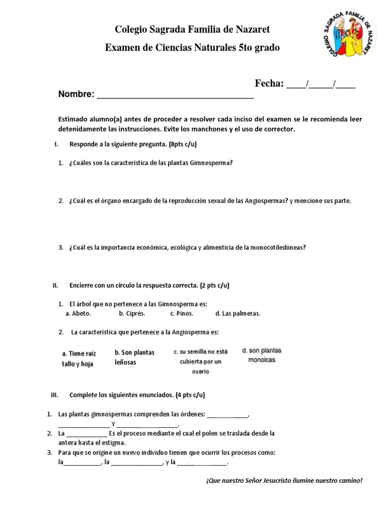 Examen de CCNN 5to. | PDF