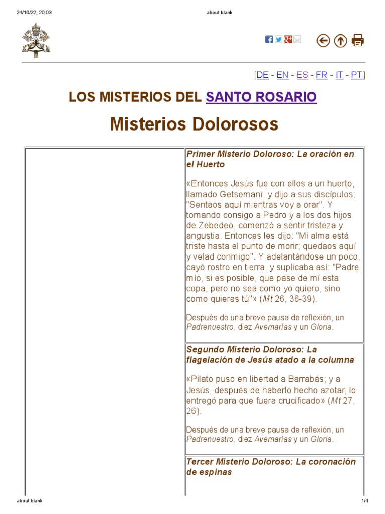 Misterios Dolorosos del Rosario | PDF | Rosario | orador del Señor
