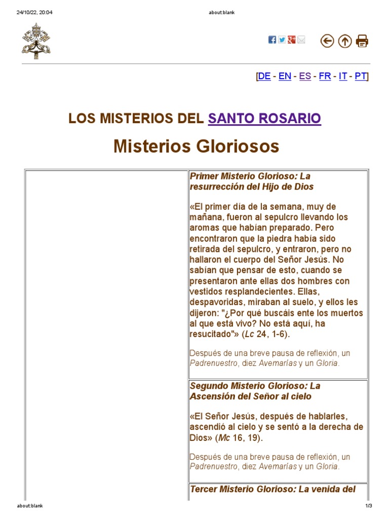 Misterios Gloriosos Pdf Orador Del Señor Rosario