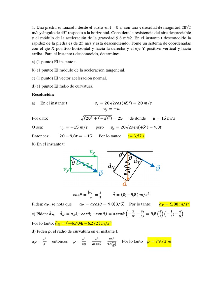 Pc2 Física 1 Solucionario | PDF | Aceleración | Velocidad