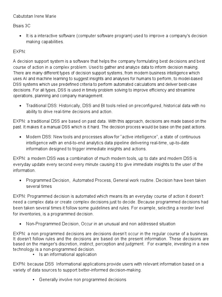 Decision Support System | PDF | Decision Support System | Performance Indicator