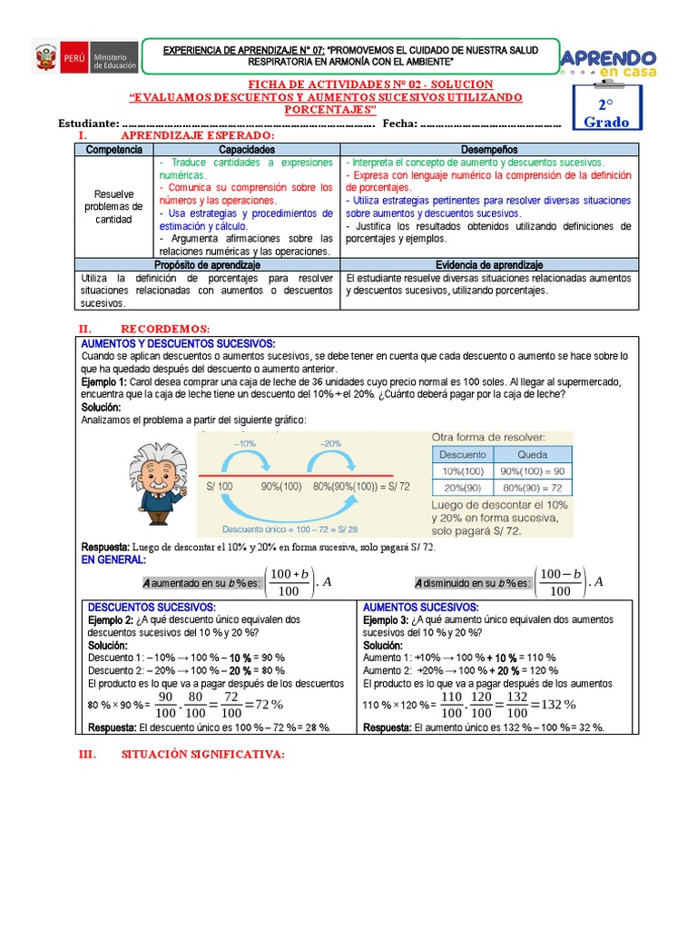 Solucion Ficha 2 - 2do - Exp 7 | PDF | Aprendizaje