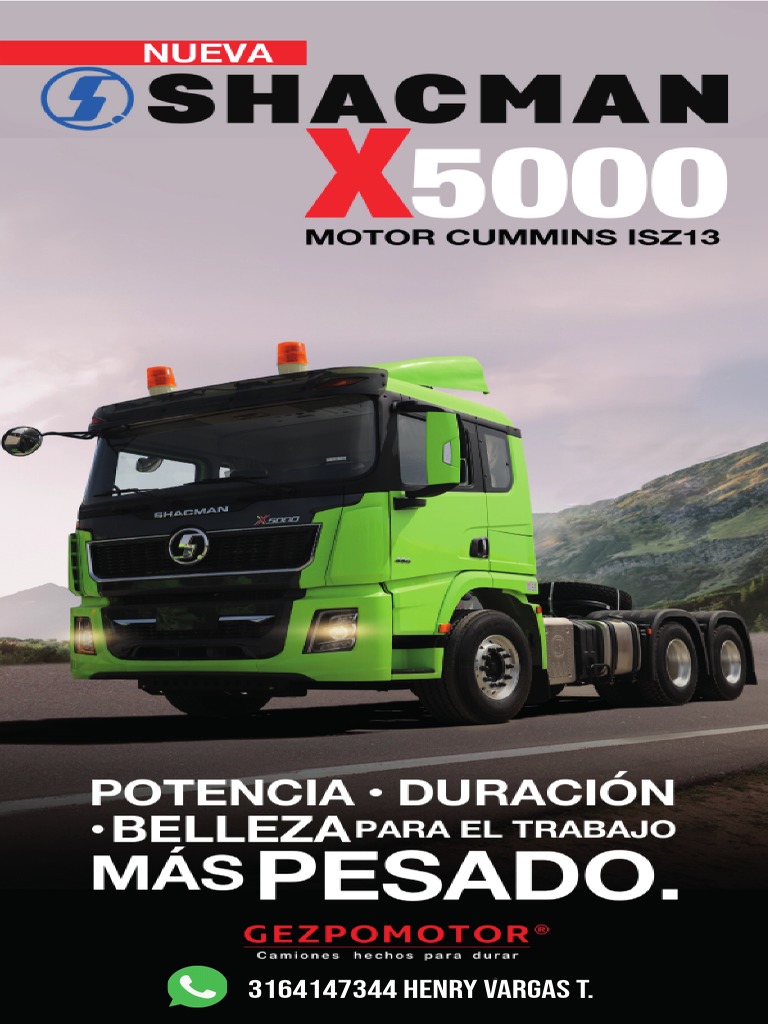 Ficha Técnica Shacman X5000 Colombia | PDF | Transporte privado | Vehículos