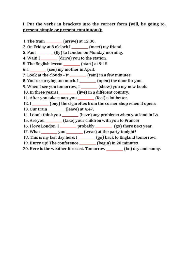 Future Tenses Exercise Worksheet | PDF | Language Arts & Discipline ...