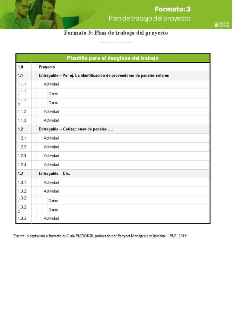 03 Formato Plan de Trabajo Del Proyecto | PDF