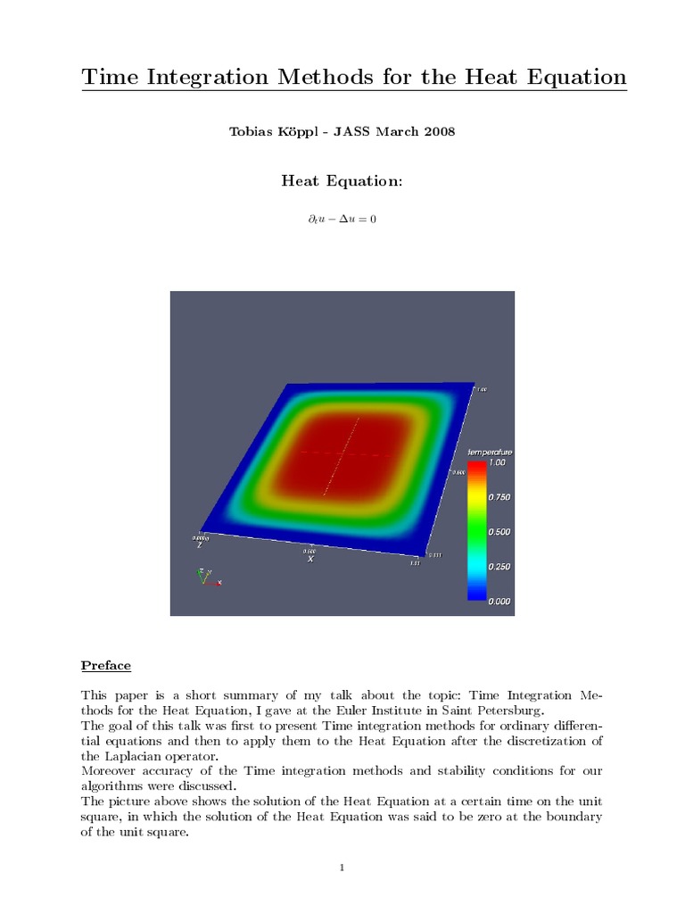 time integration methods for heat transfer | PDF | Numerical Analysis ...