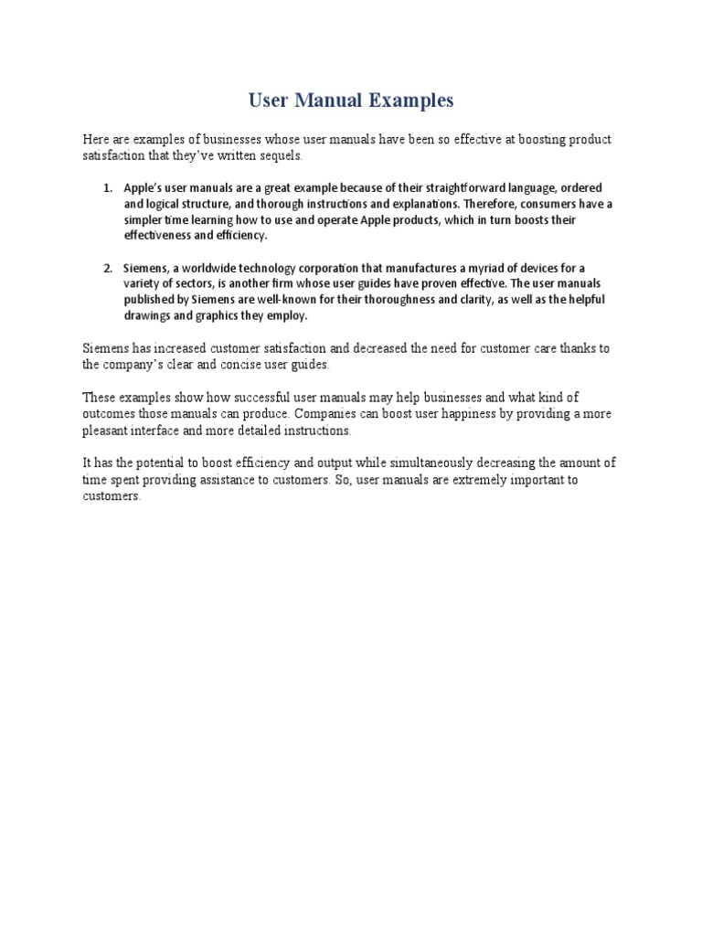 User Manual Examples | PDF